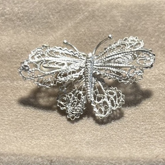 Source Unknown | Jewelry | Vintage Sterling Silver Filigree Butterfly ...